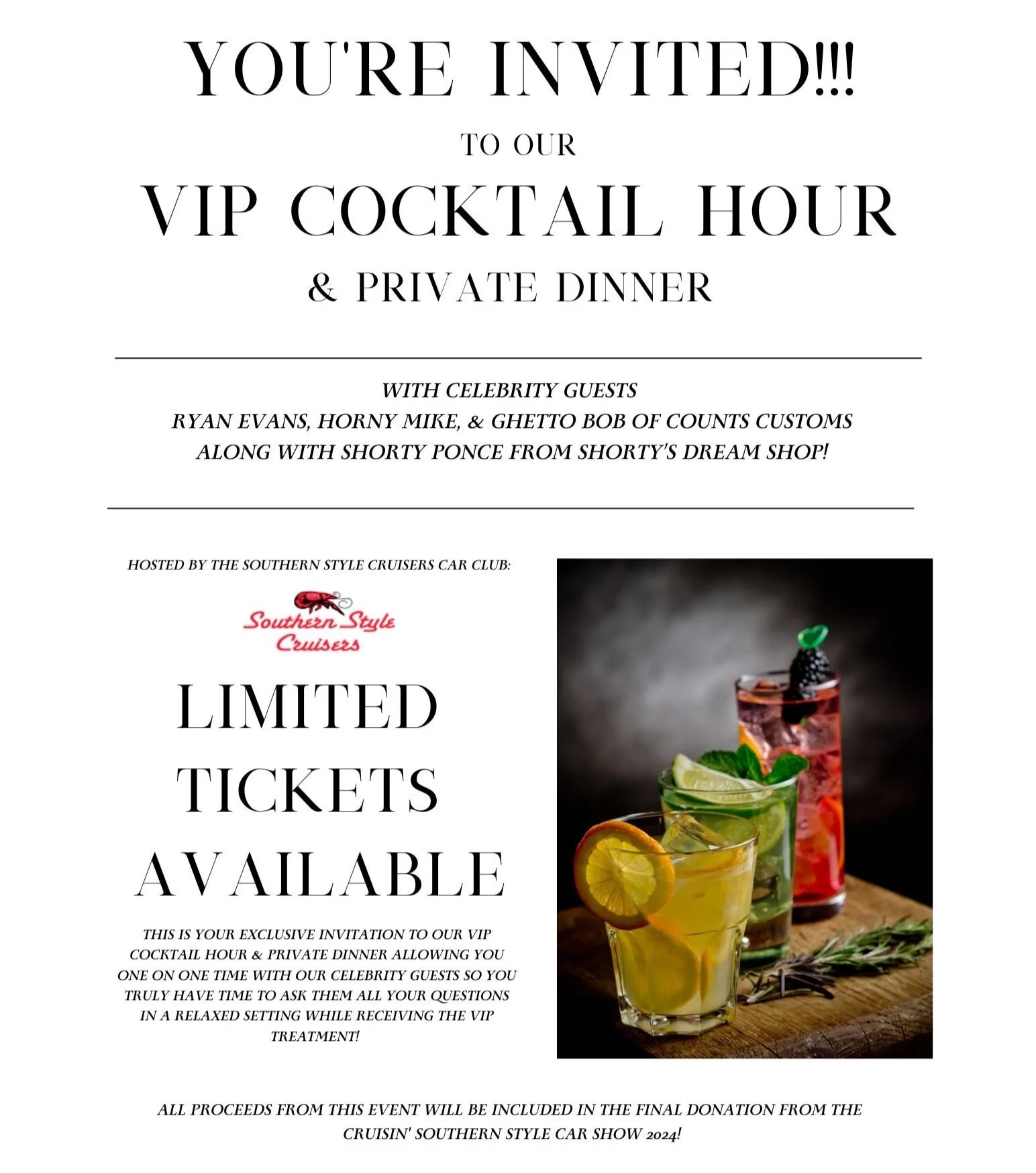 VIP Celebrity Dinner & Cocktail Hour — CRUISIN’ SOUTHERN STYLE