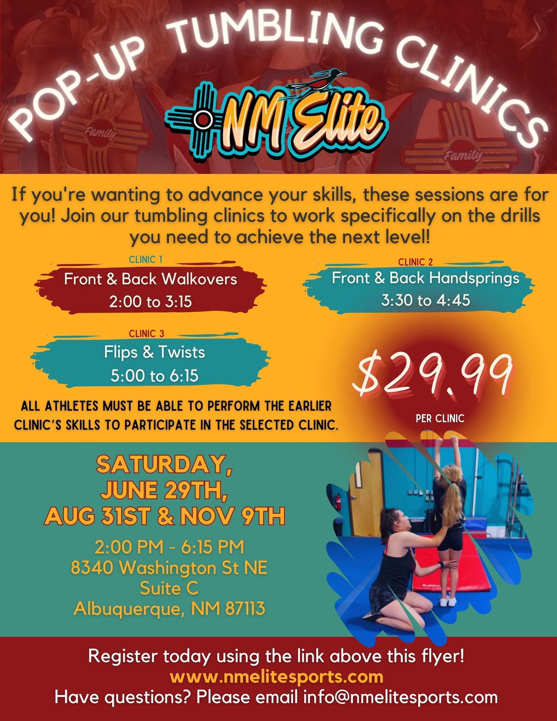 Tumbling Clinics — NM Elite Cheer & Tumbling