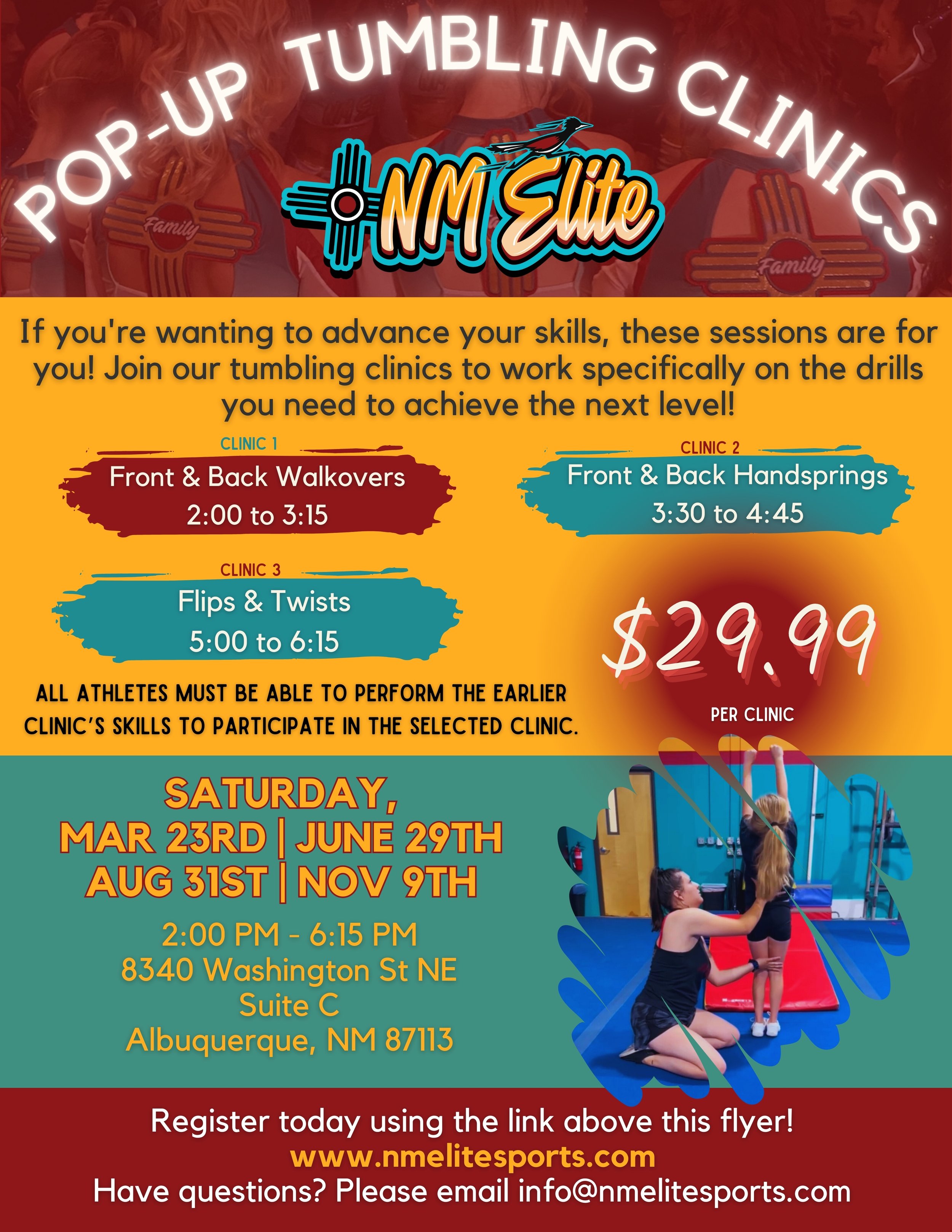 Tumbling Clinics — NM Elite Cheer & Tumbling