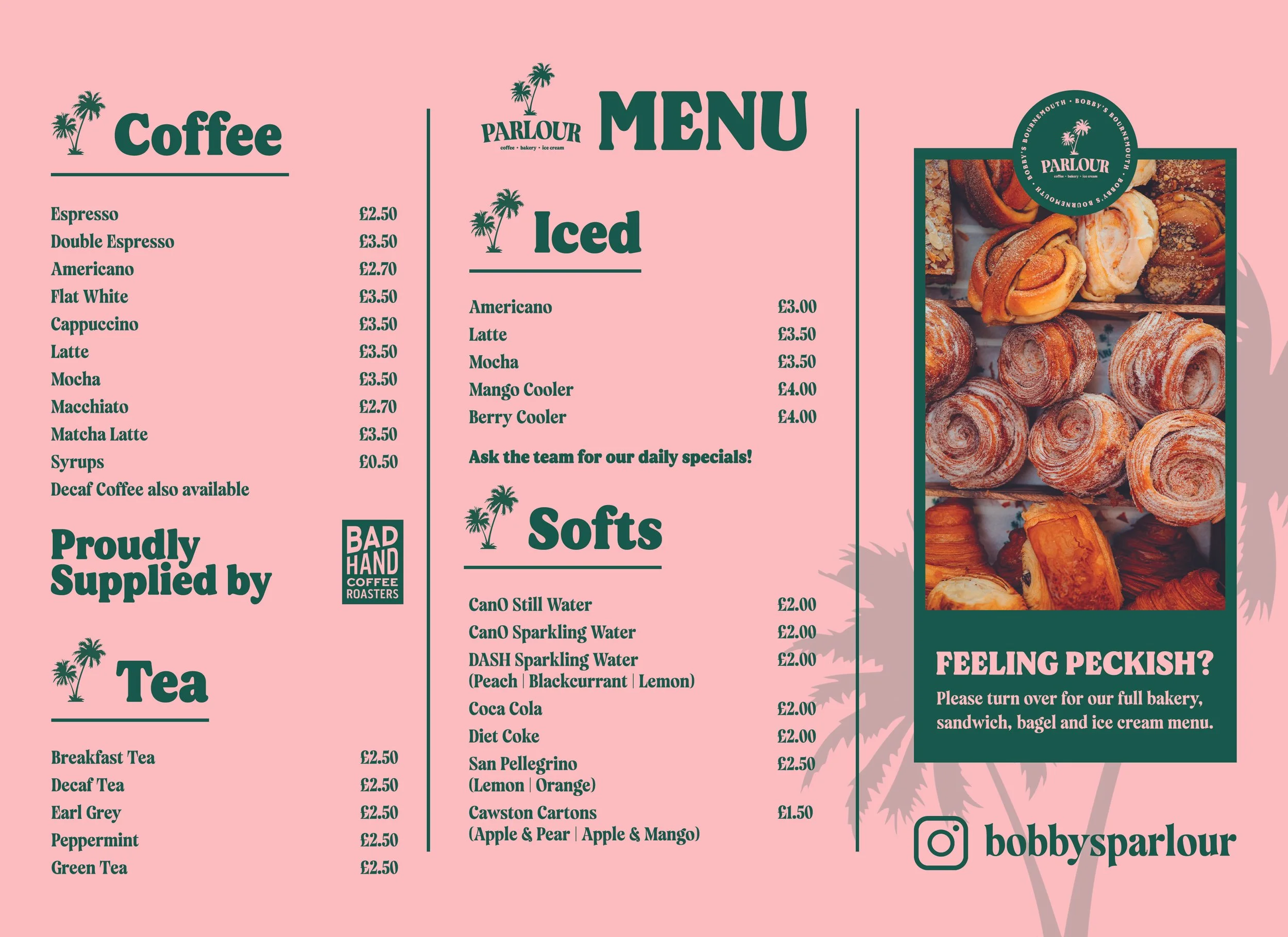 Menus — Bobby's Parlour