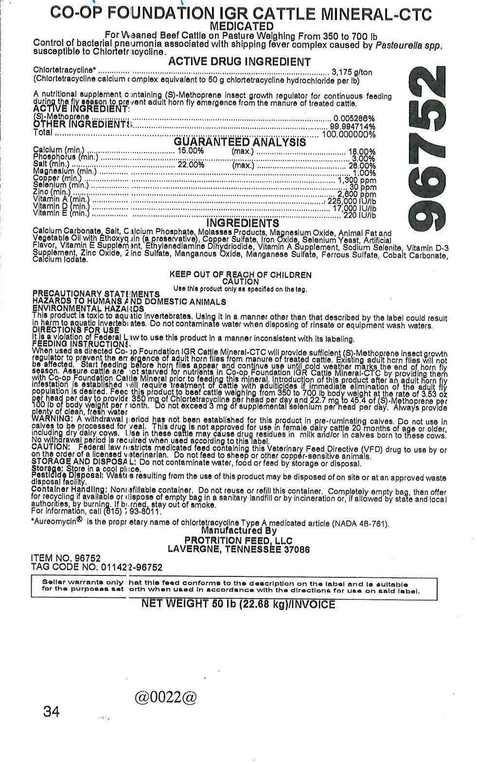 CO-OP Foundation IGR Cattle Mineral- CTC (96752) — Southern States ...