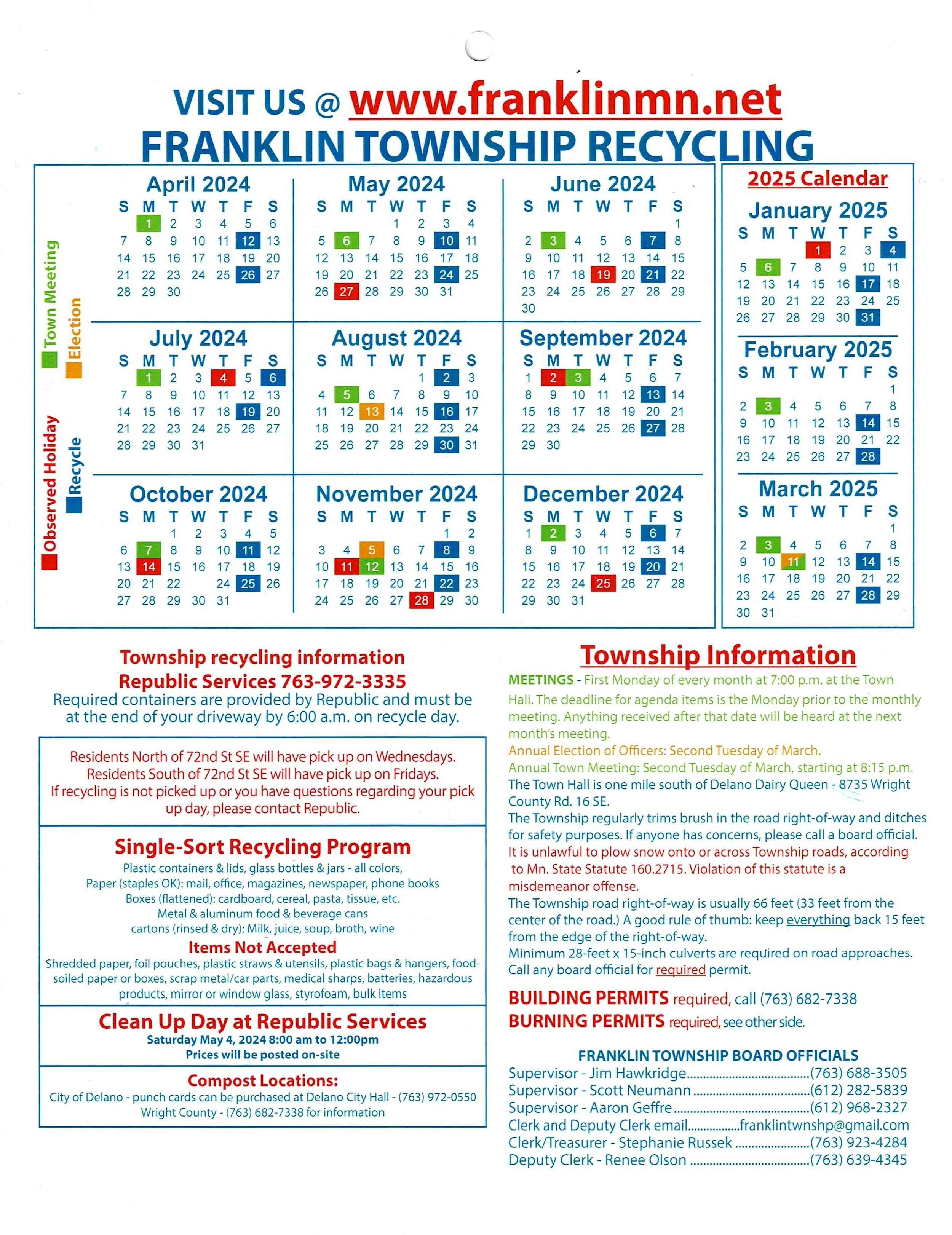 Recycle Calendar — Franklin Township