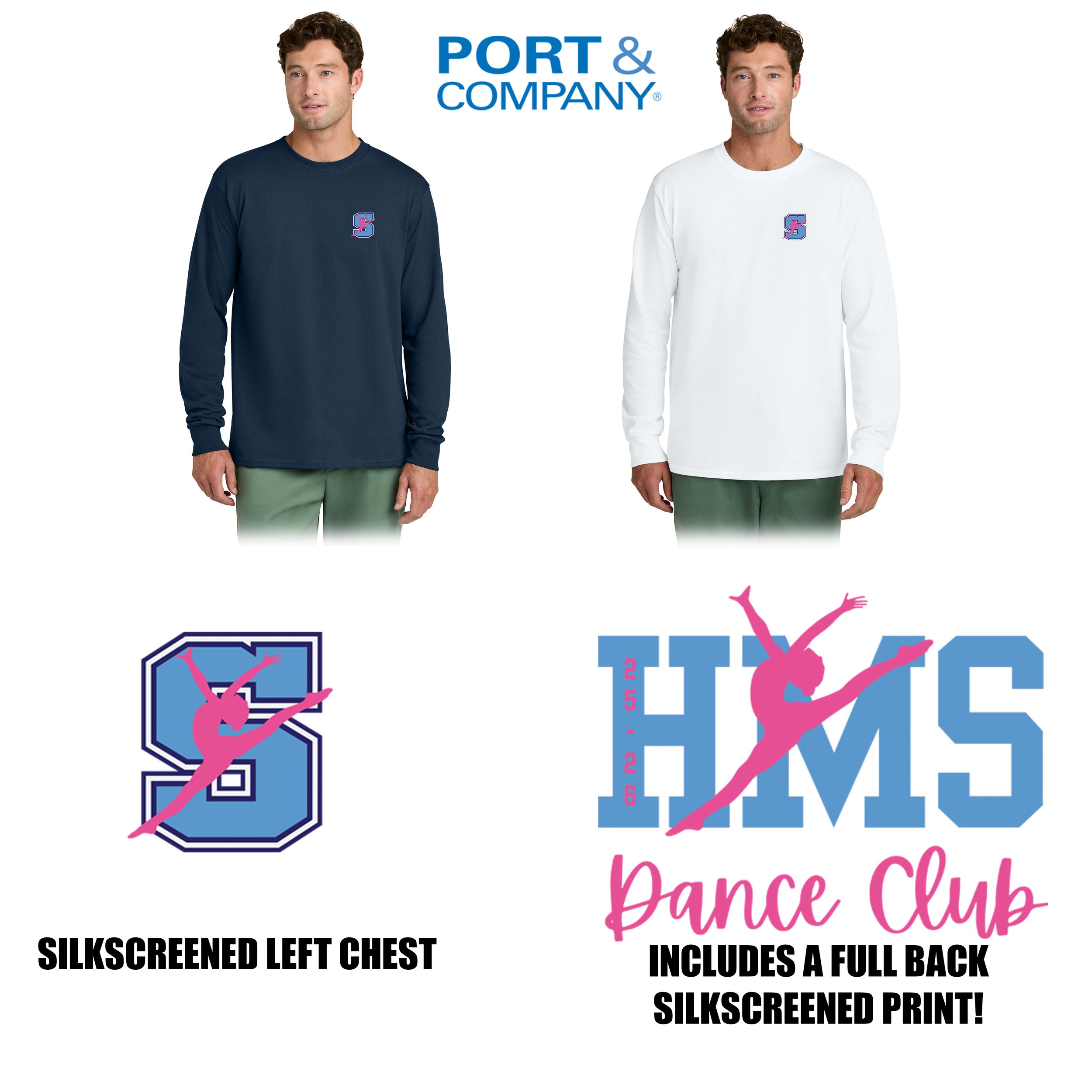Hurley Middle School DANCE 2025-2026 Port & Co™ Long Sleeve Core Cotton ...