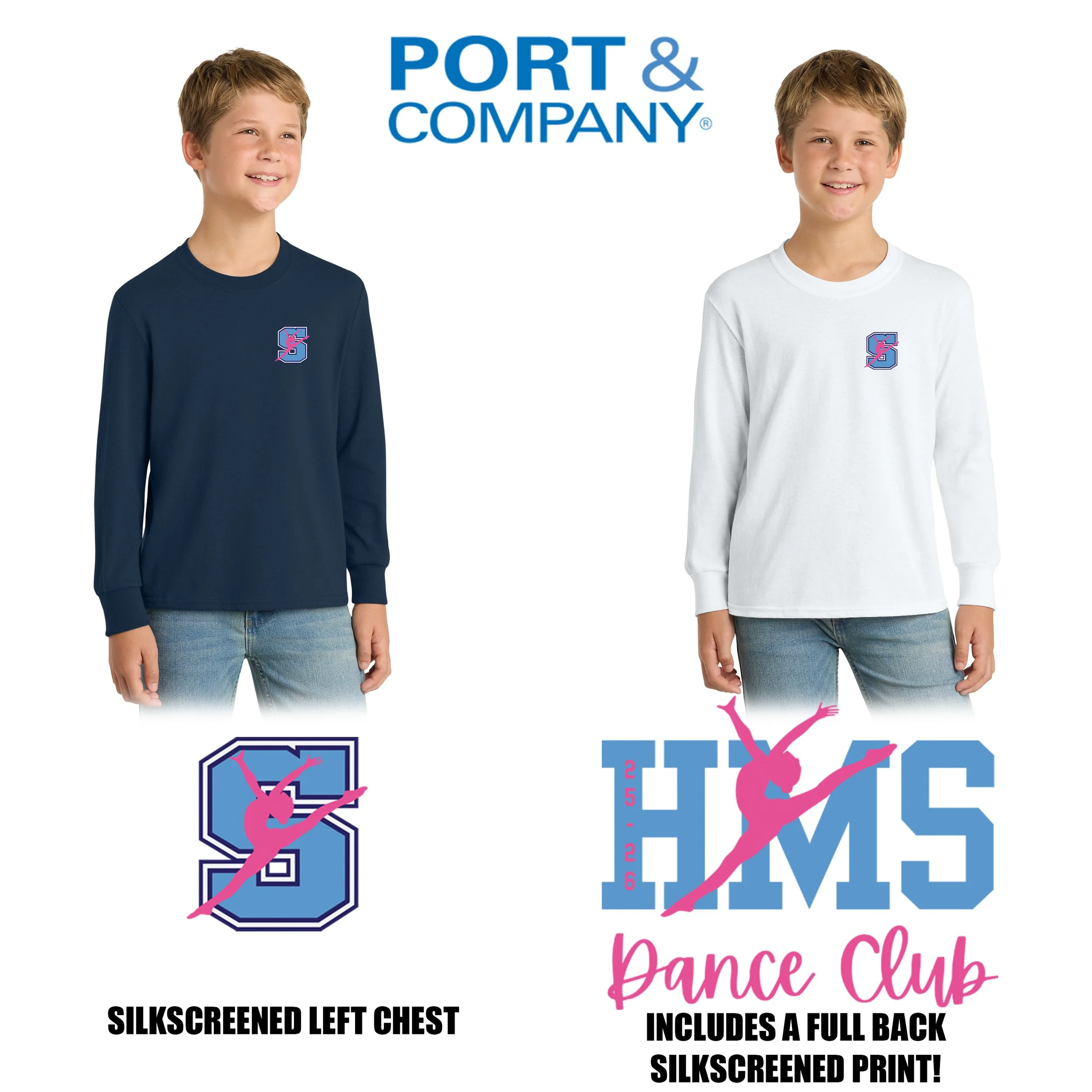 Hurley Middle School DANCE 2025-2026 Port & Co™ Youth Long Sleeve Core ...