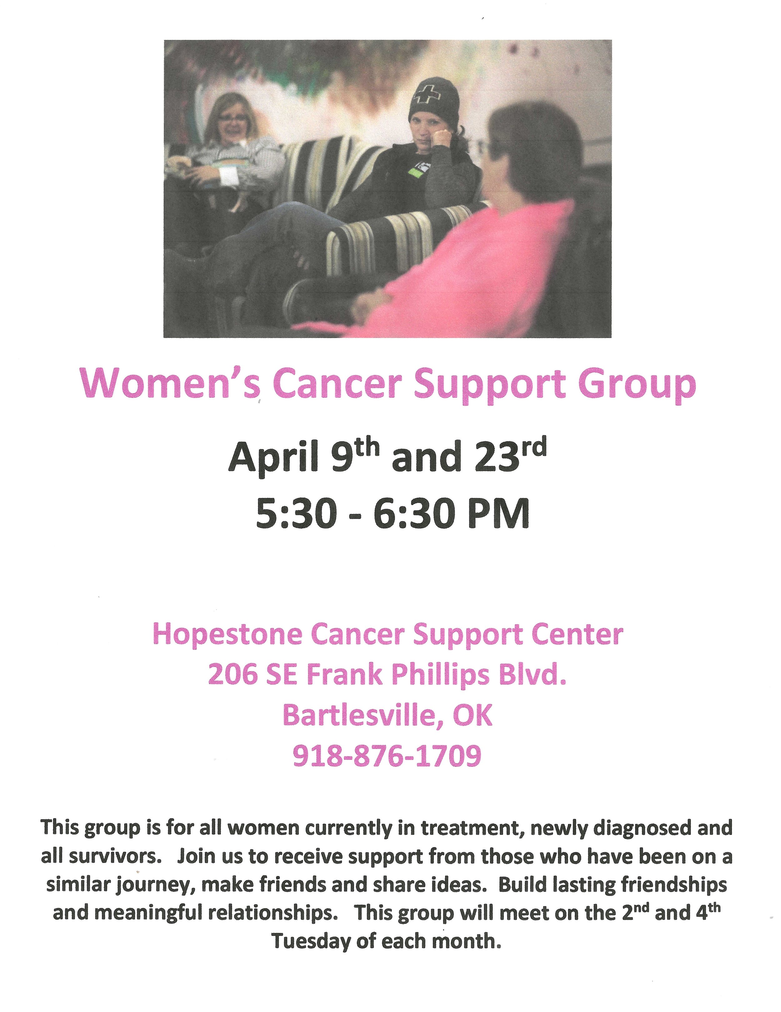 Support Group Calendar — Hopestone Cancer Support Center of Bartlesville