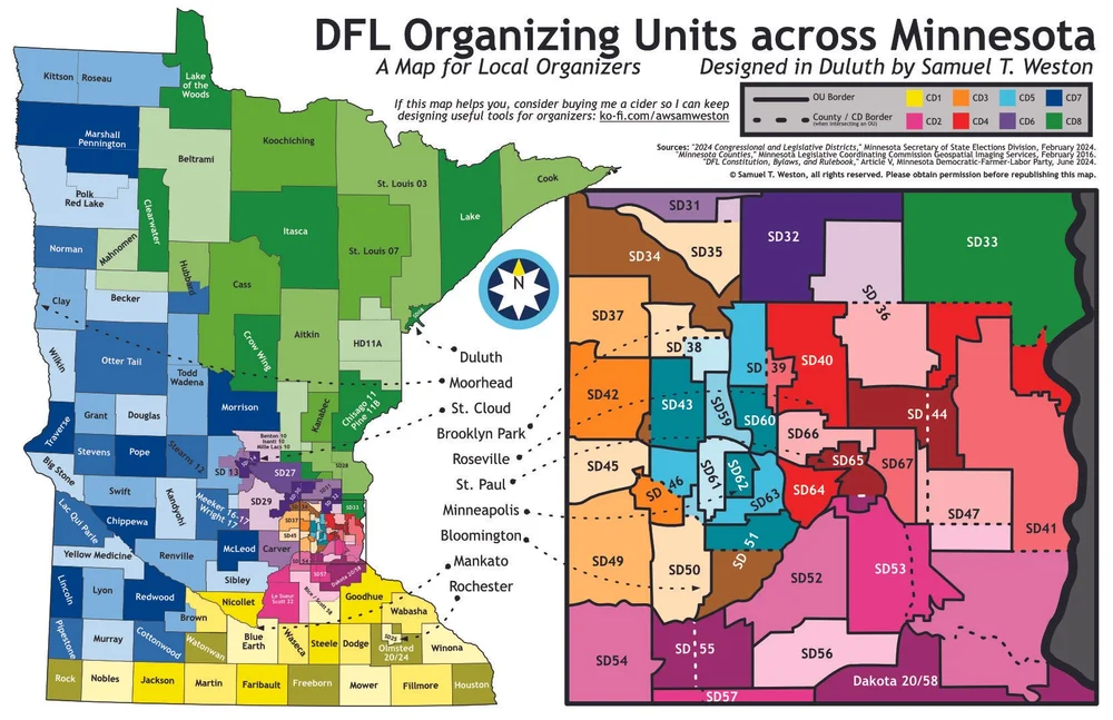 A Map of DFL Organizing Units — Samuel T. Weston