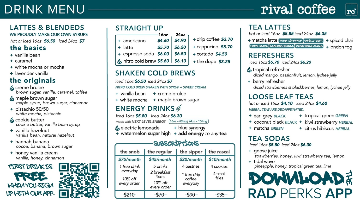 Menu | Rival Coffee - Breakfast, Brunch, & Lunch — rival coffee co.