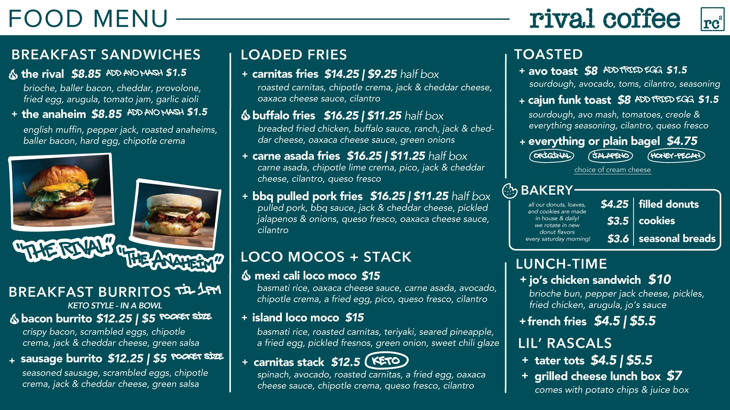 Menu | Rival Coffee - Breakfast, Brunch, & Lunch — rival coffee co.