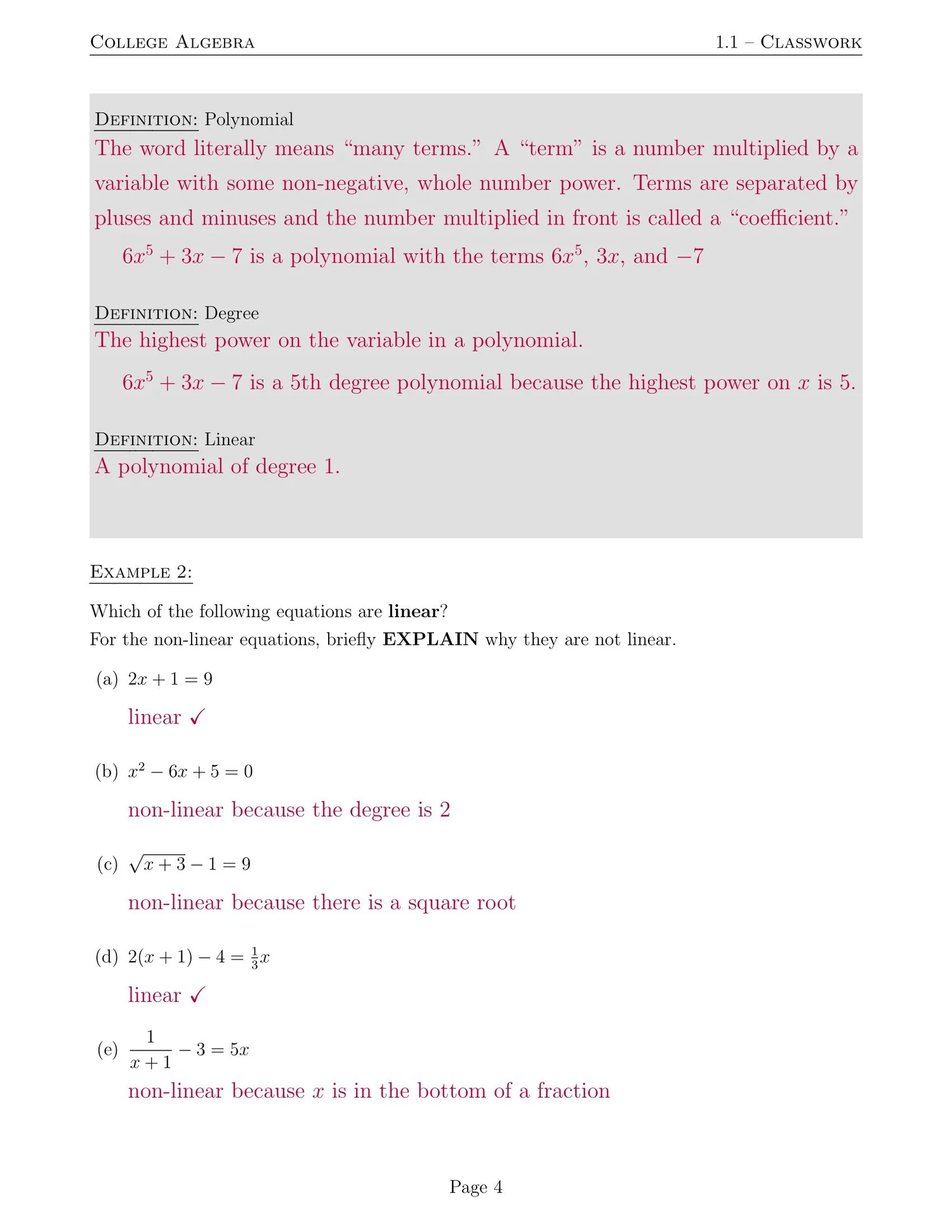 College Algebra Workbook — Amanda R. Frank