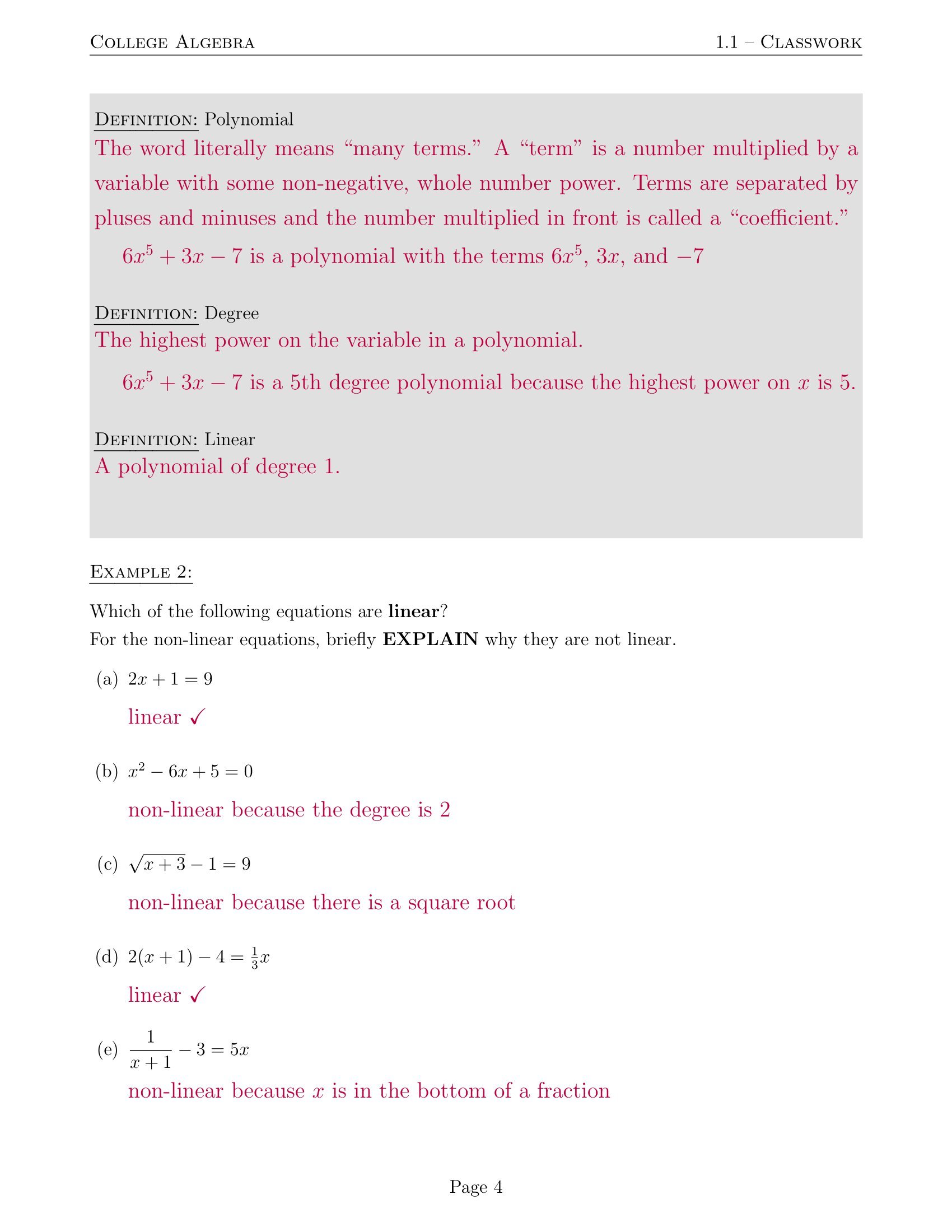 College Algebra Workbook — Amanda R. Frank