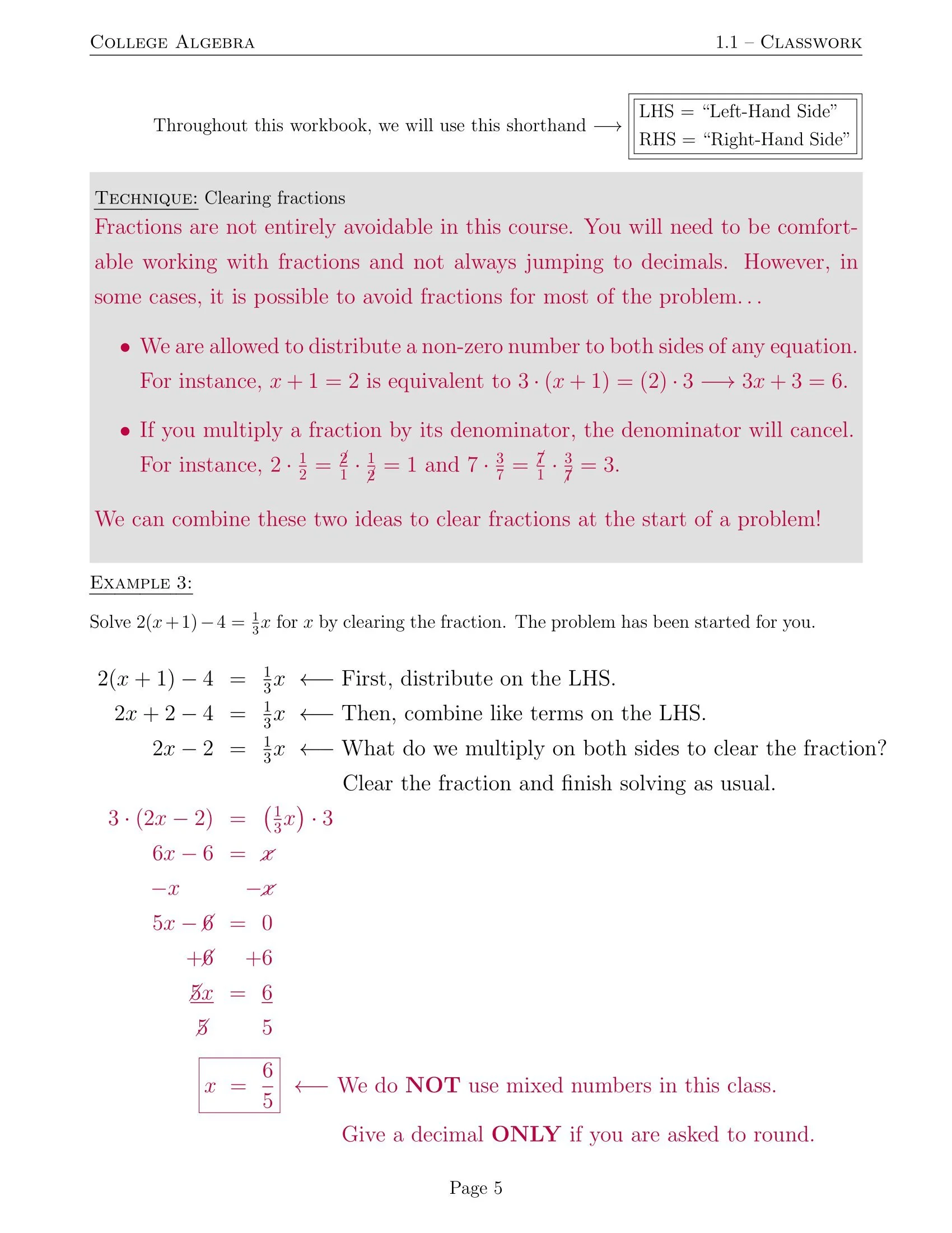 College Algebra Workbook — Amanda R. Frank