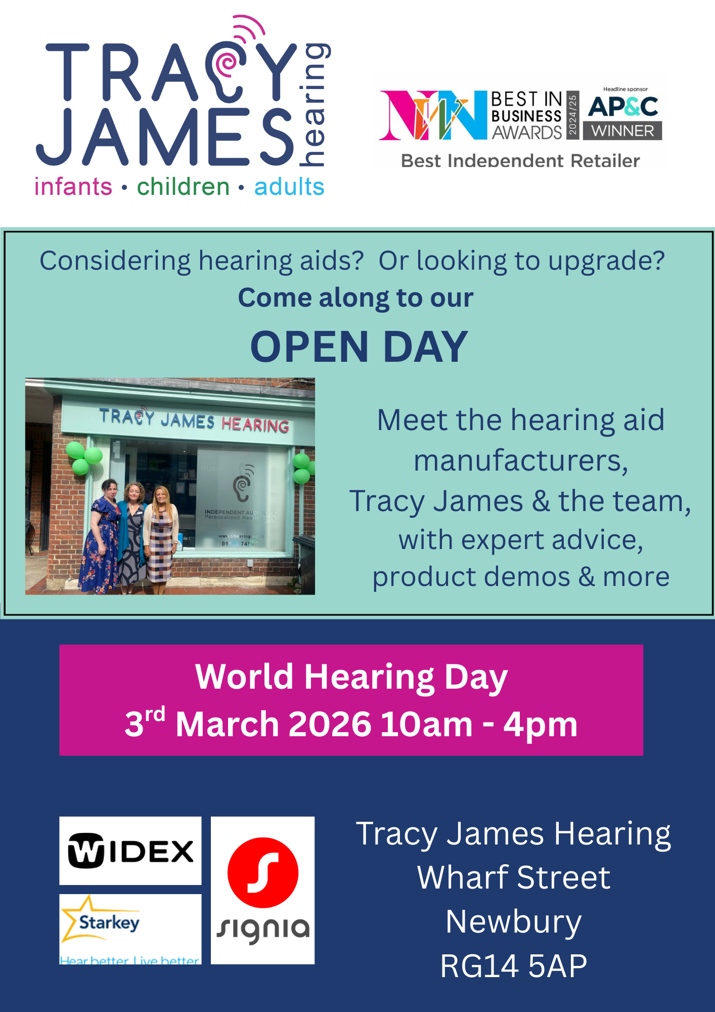 Hearing Aid Open Day at Tracy James Hearing 3rd March 2026!