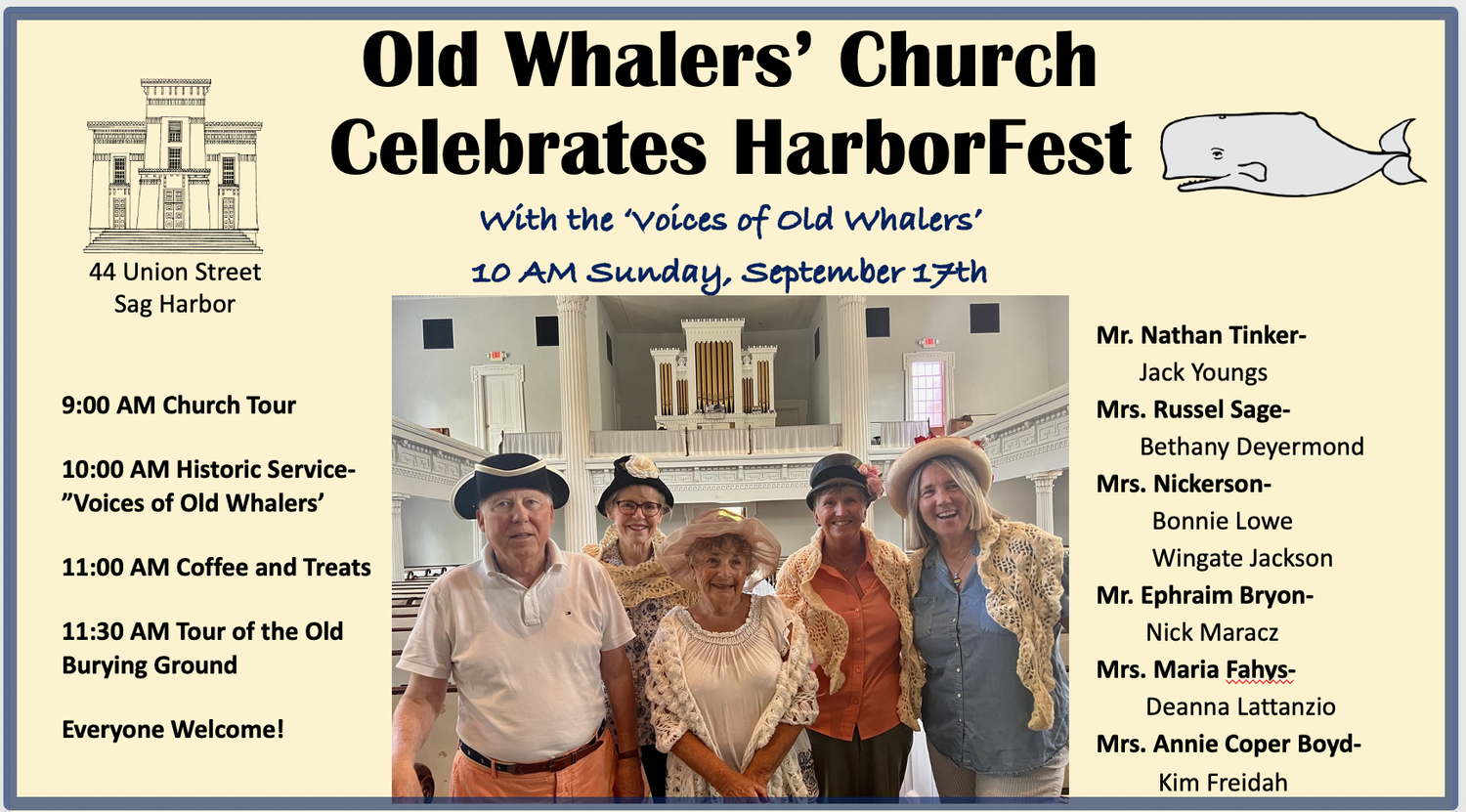 CALENDAR — Old Whalers' Church