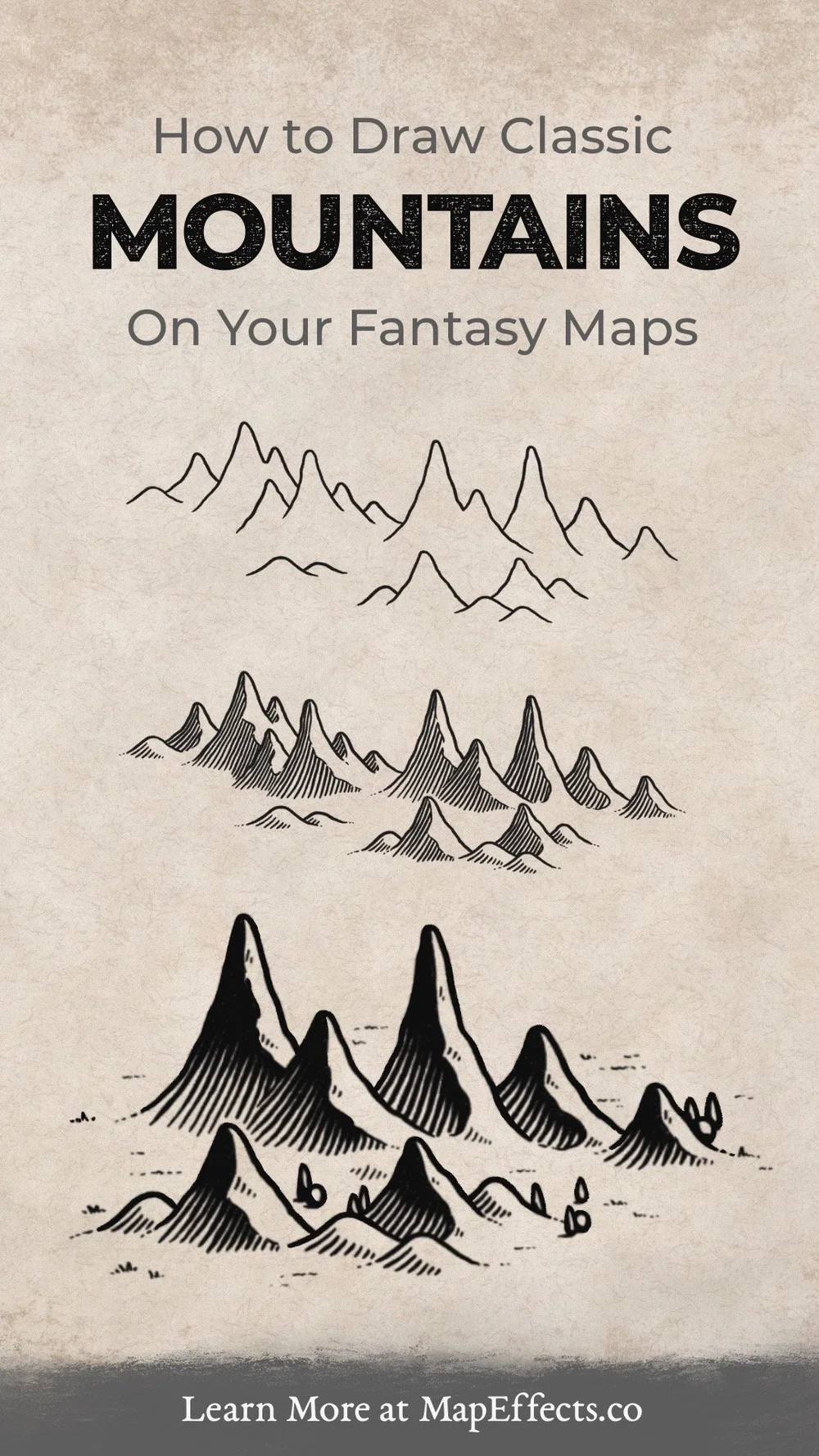How to Draw Classic Fantasy Mountains on Your Map — Map Effects