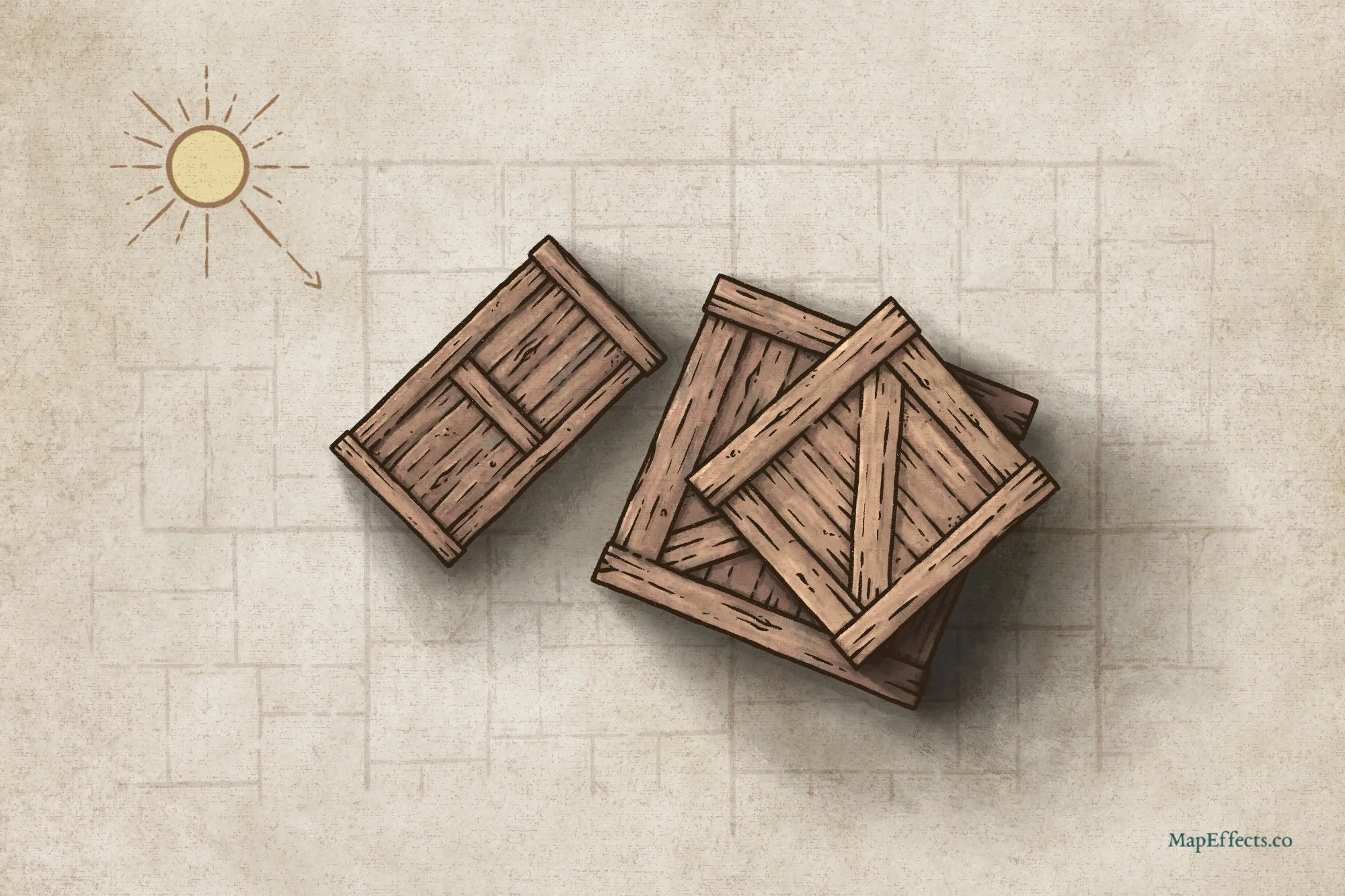 How to Draw Wood Crates on RPG Interior Maps — Map Effects