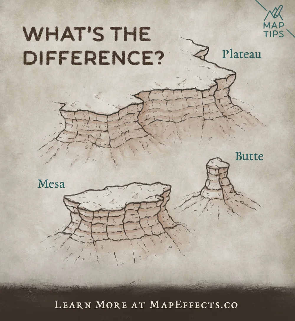 Plateaus, Mesas, & Buttes - What's the Difference? — Map Effects