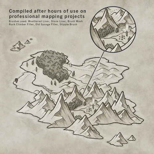Modern Map Maker Essential Brushes for Procreate & Photoshop — Map Effects
