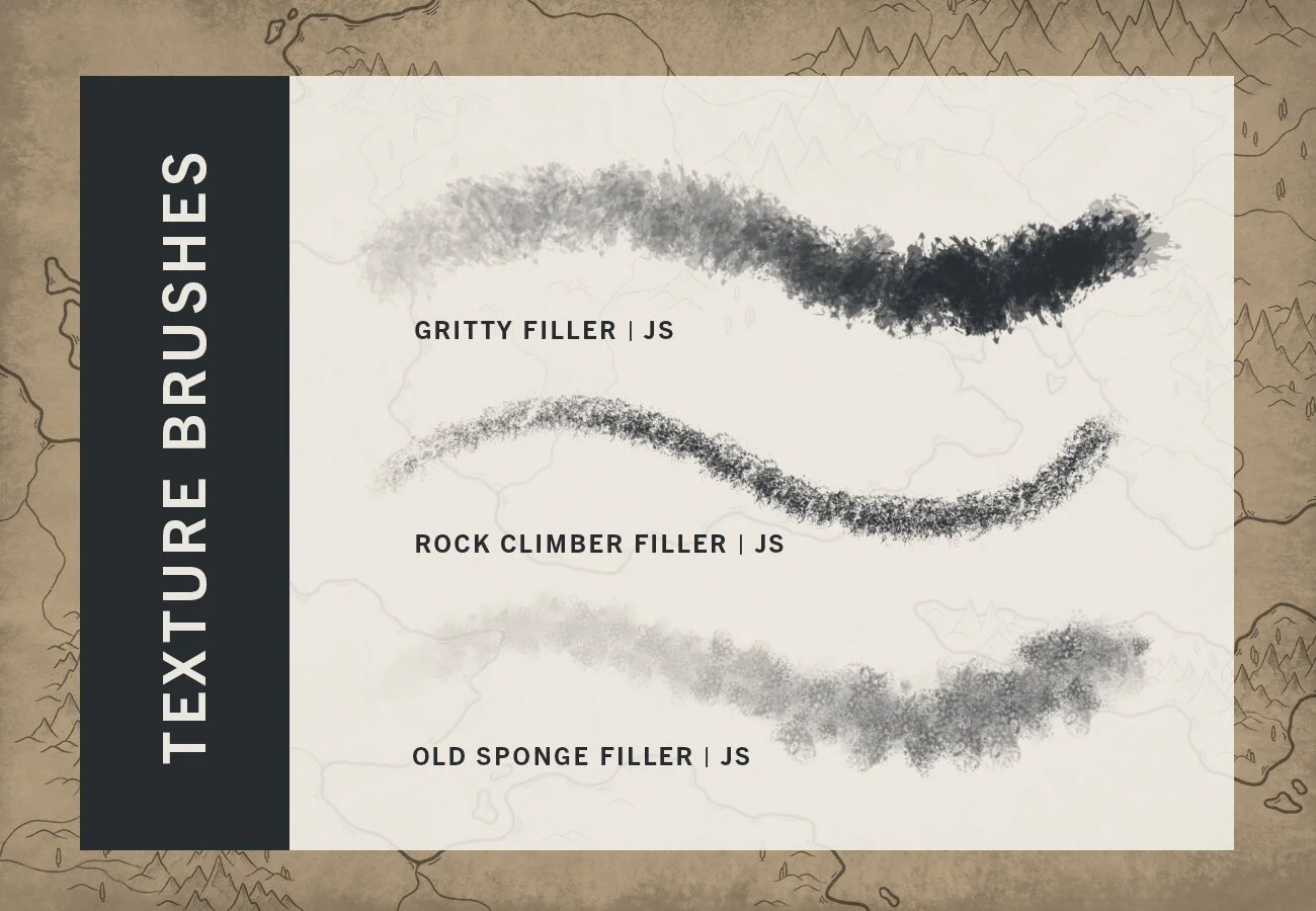 Modern Map Maker Essential Brushes for Procreate & Photoshop — Map Effects