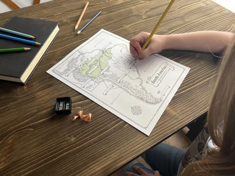 South American Hand Drawn Fillable Map for Homeschooling — Map Effects