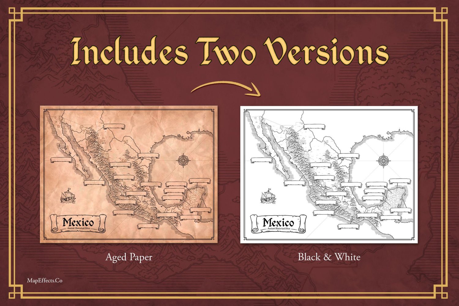 Mexico Hand Drawn Fillable Map for Homeschooling — Map Effects