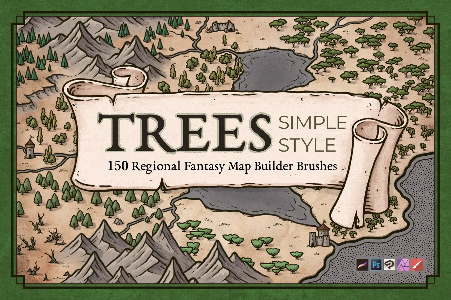 150+ Tree Brushes for Fantasy Regional Maps — Map Effects