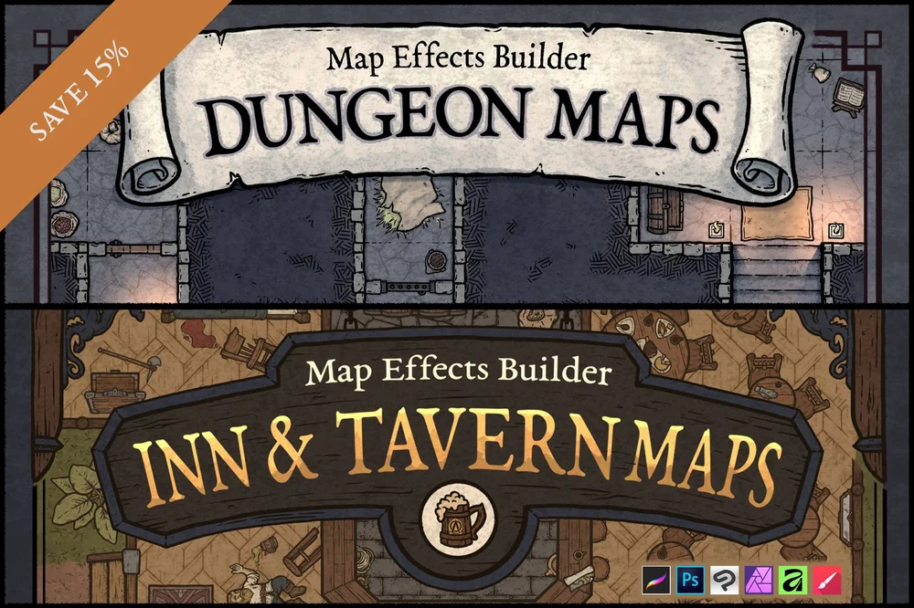 Interior Map Builder Bundle for Dungeon and Indoor RPG Maps — Map Effects