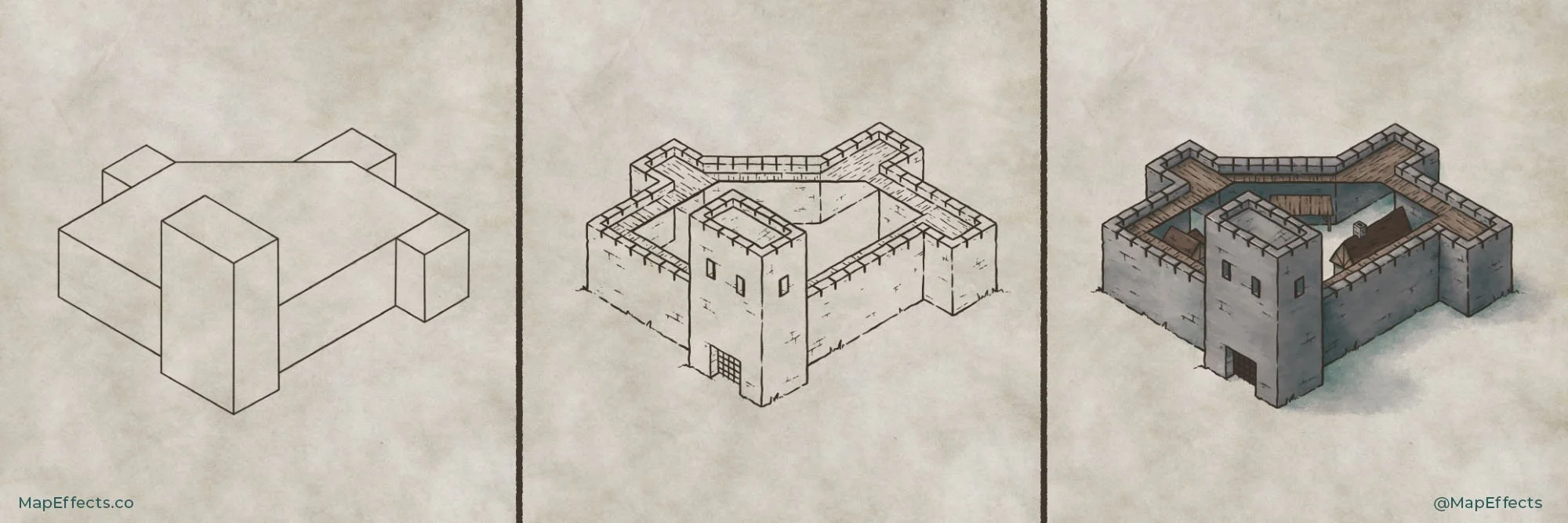 How to Draw an Isometric Fortress on Your Fantasy Maps — Map Effects