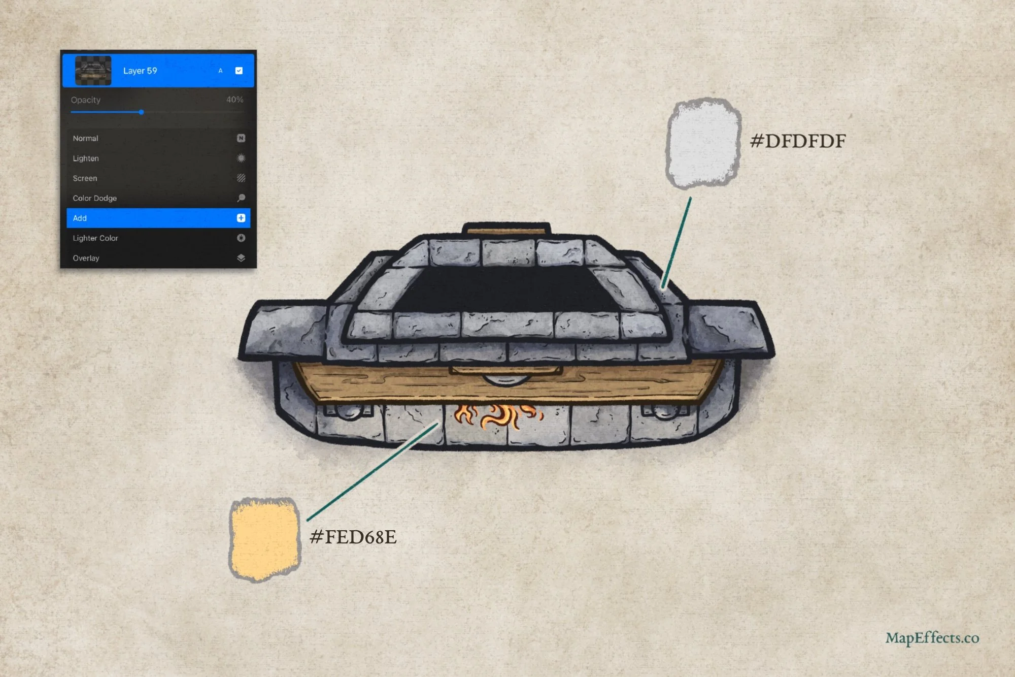 How to Draw a Fireplace on an RPG Interior Map — Map Effects