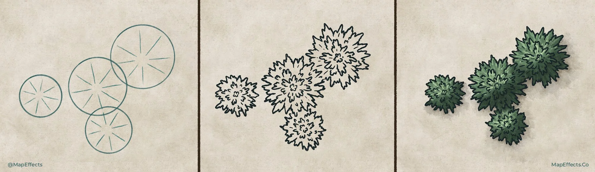 How to Draw Pine Trees - Top-Down Perspective — Map Effects