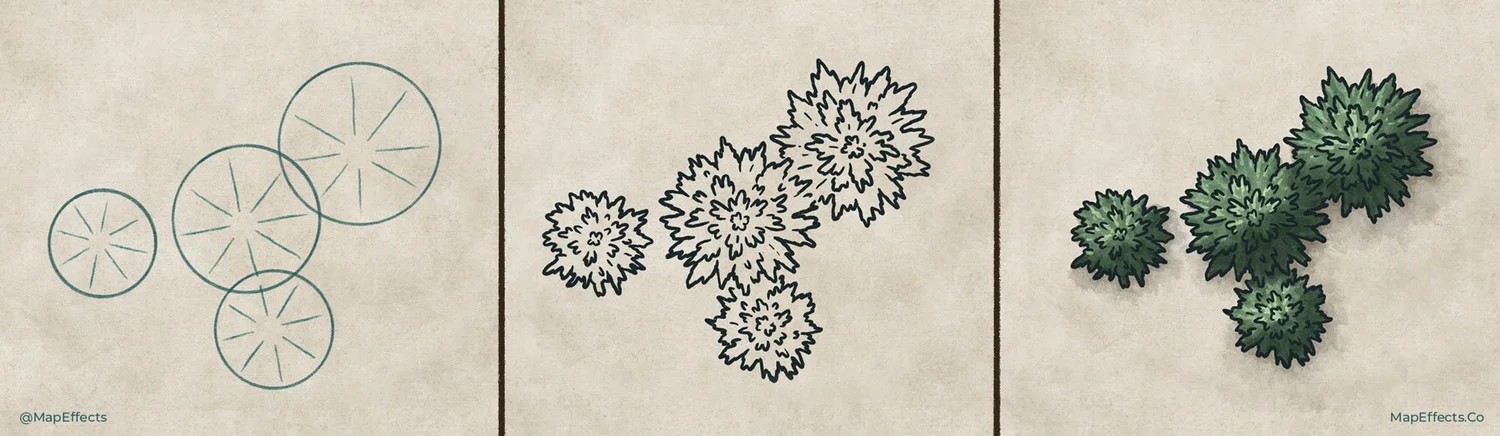 How to Draw Pine Trees - Top-Down Perspective — Map Effects