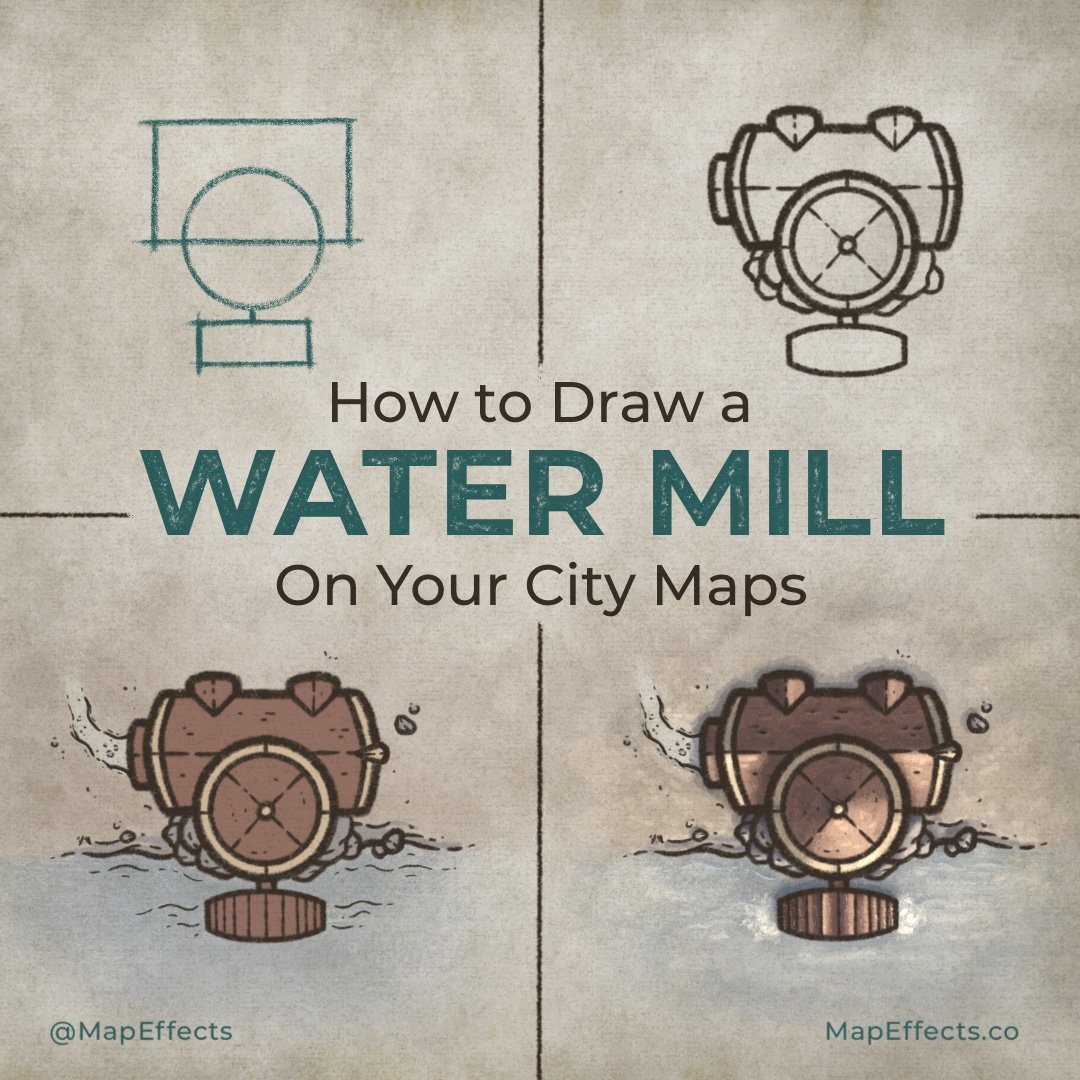 How to Draw a Waterwheel on Your City Maps — Map Effects