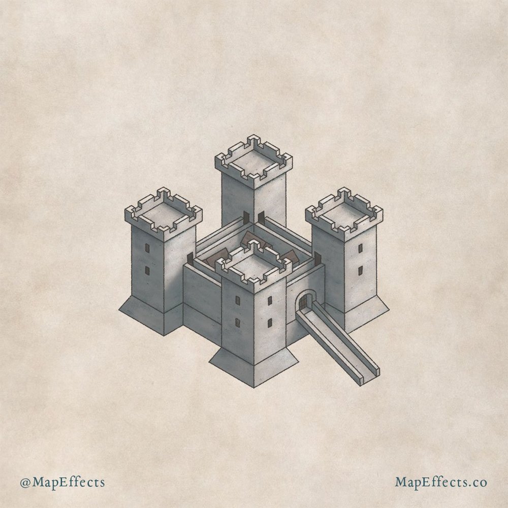 How to Draw an Isometric Castle Icon On Your Fantasy Map — Map Effects