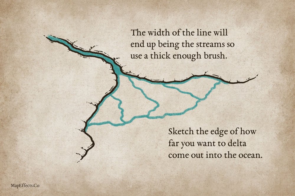 How to Draw River Deltas on Fantasy Maps — Map Effects