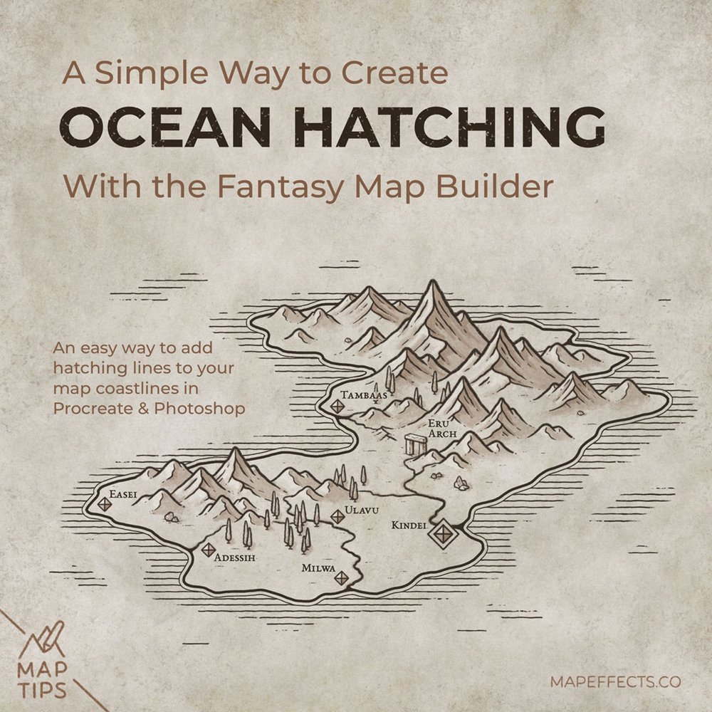 Easy Way to Add Ocean Hatching to Your Fantasy Maps — Map Effects