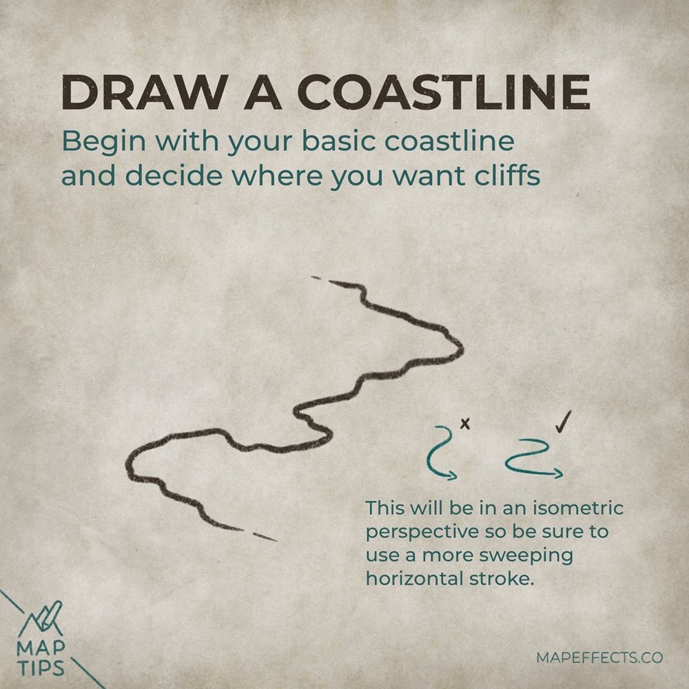 How to Draw Cliffs on the Coastline of Your Fantasy Maps — Map Effects