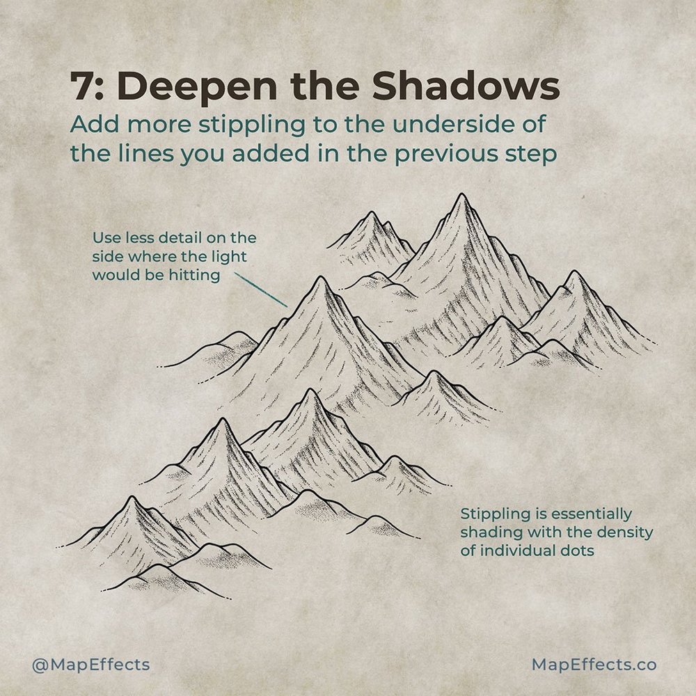 How to Draw Stippled Mountains On Your Fantasy Maps — Map Effects