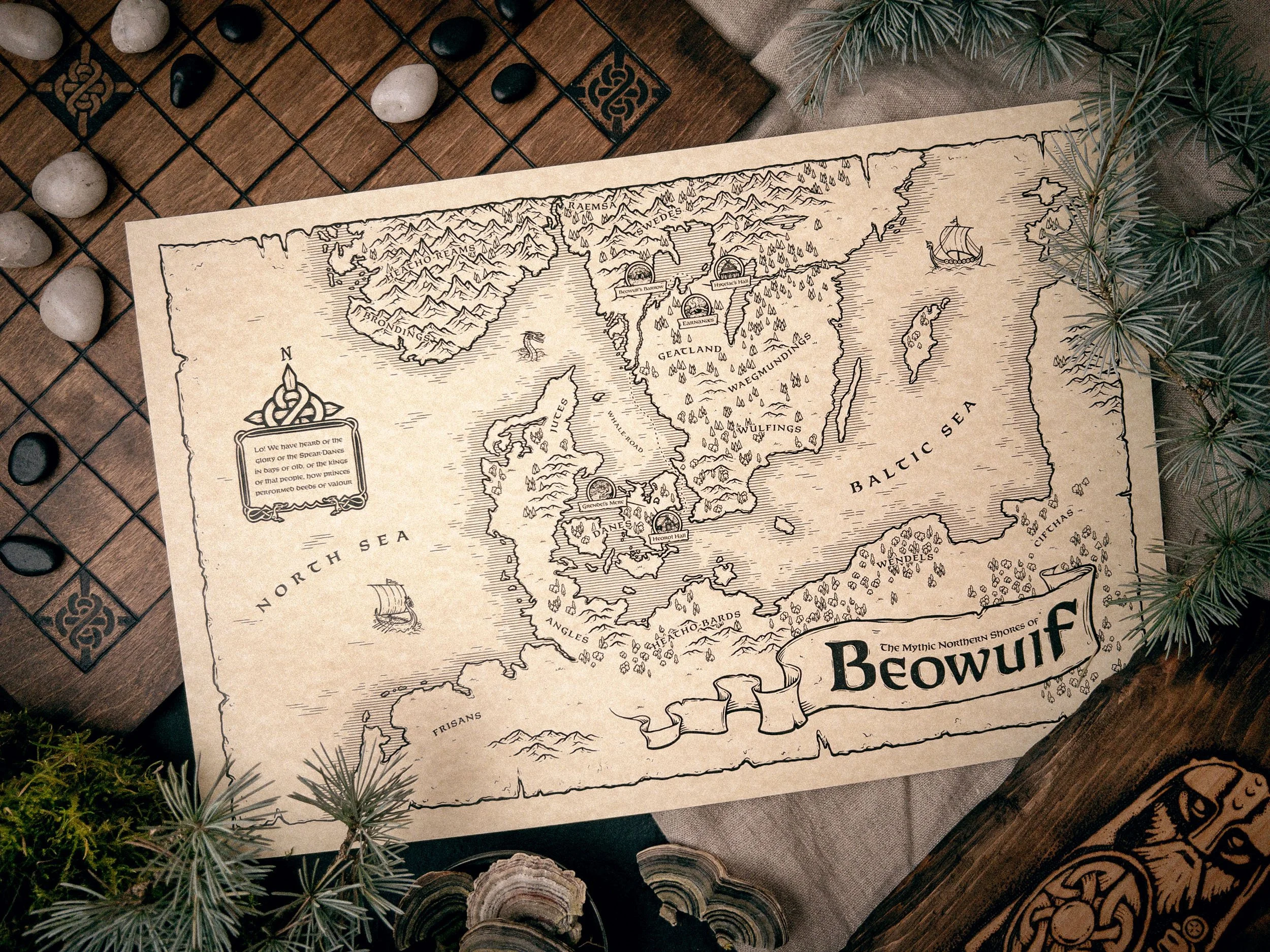 Beowulf Map | Anglo-Saxon & Viking Age Art Print — Map Effects