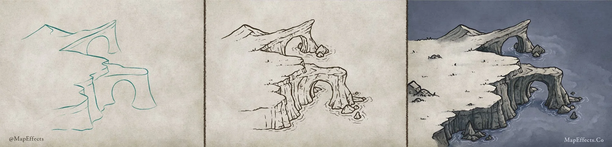 How to Draw Sea Arches on Fantasy Maps - Tutorial — Map Effects