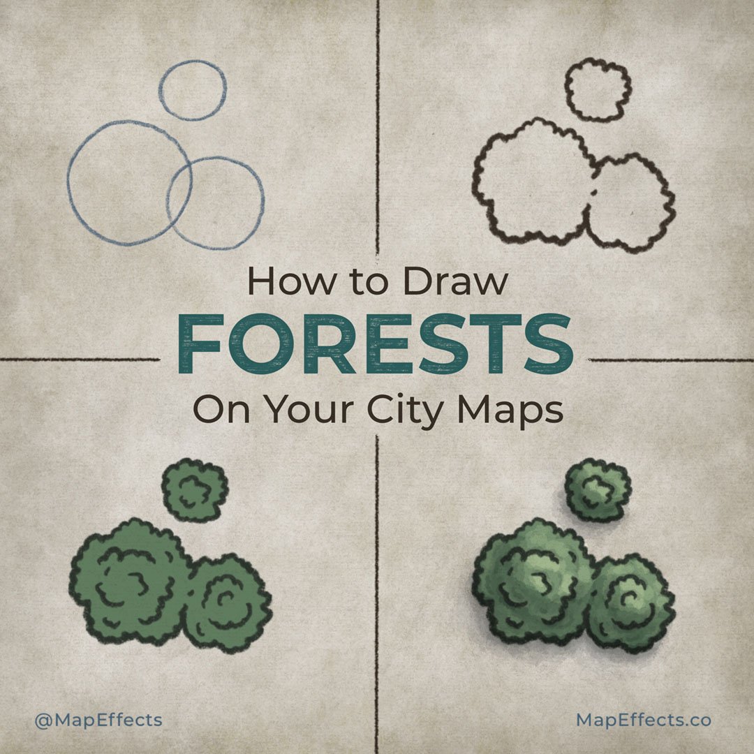 How to Draw Forests on Your City Maps in Top Down Perspective — Map Effects