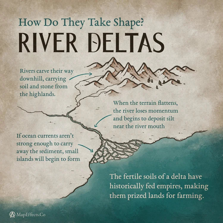 How to Draw River Deltas on Fantasy Maps — Map Effects