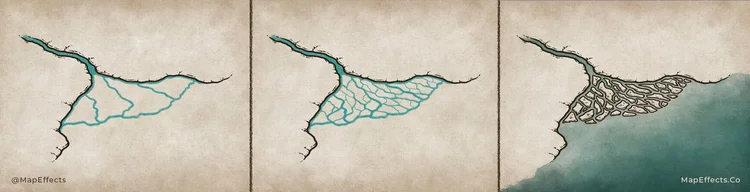 How to Draw River Deltas on Fantasy Maps — Map Effects