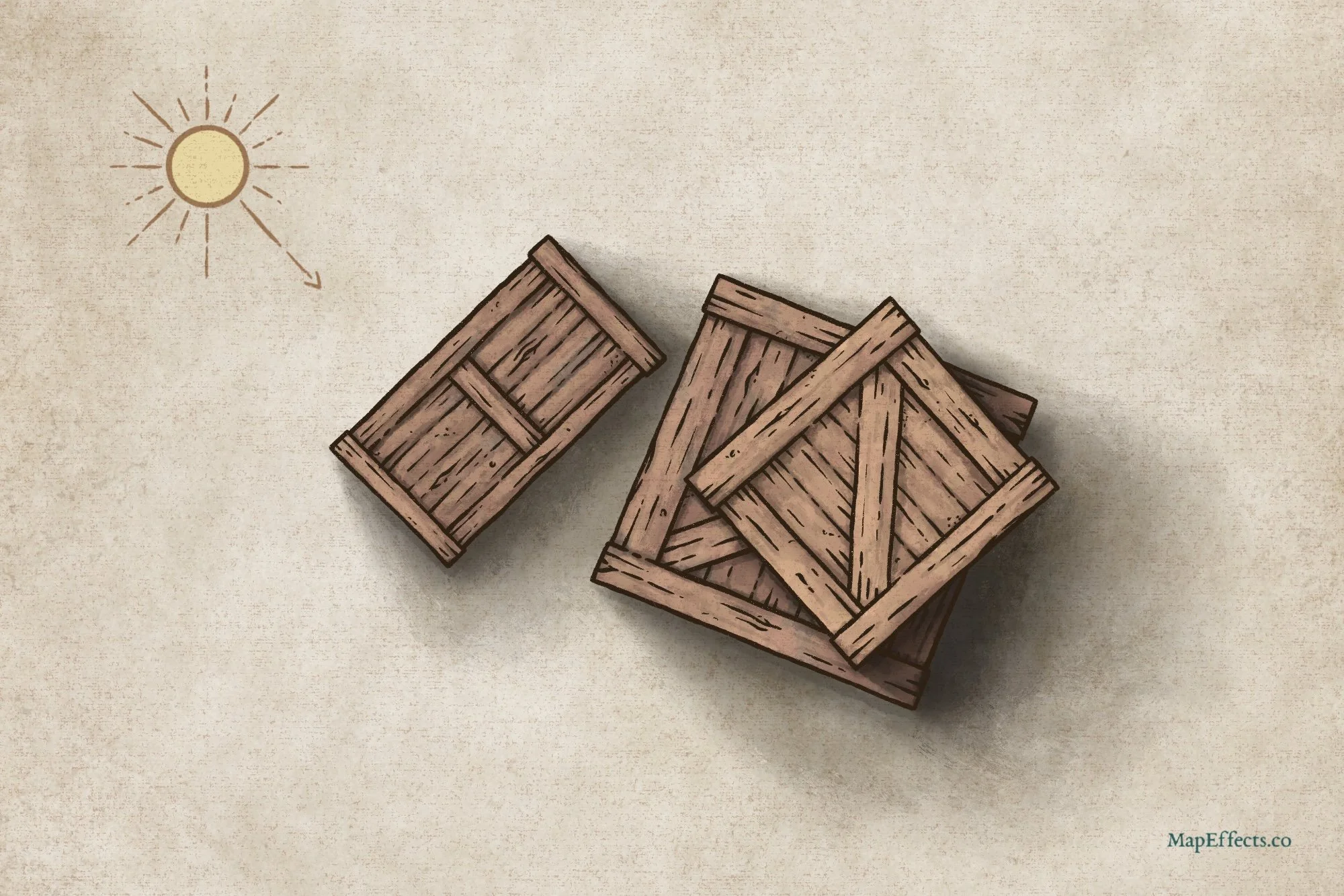 How to Draw Wood Crates on RPG Interior Maps — Map Effects