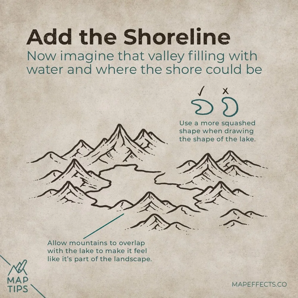 How to Draw a Lake in the Mountains on Your Fantasy Maps — Map Effects