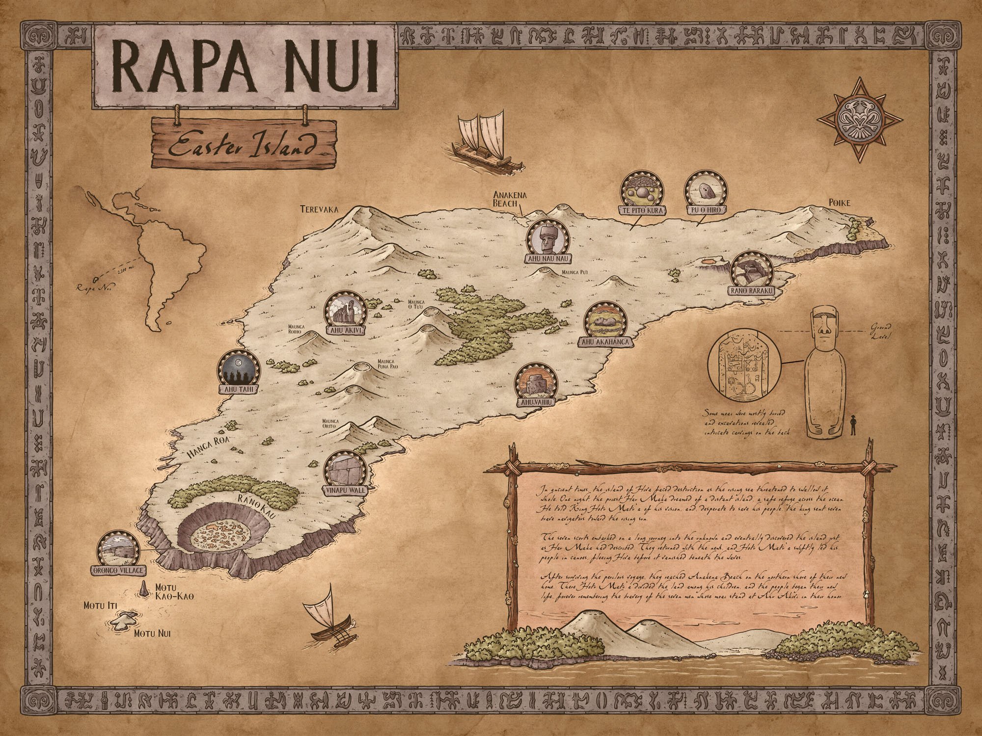 Rapa Nui - Easter Island | Hand-drawn map — Map Effects
