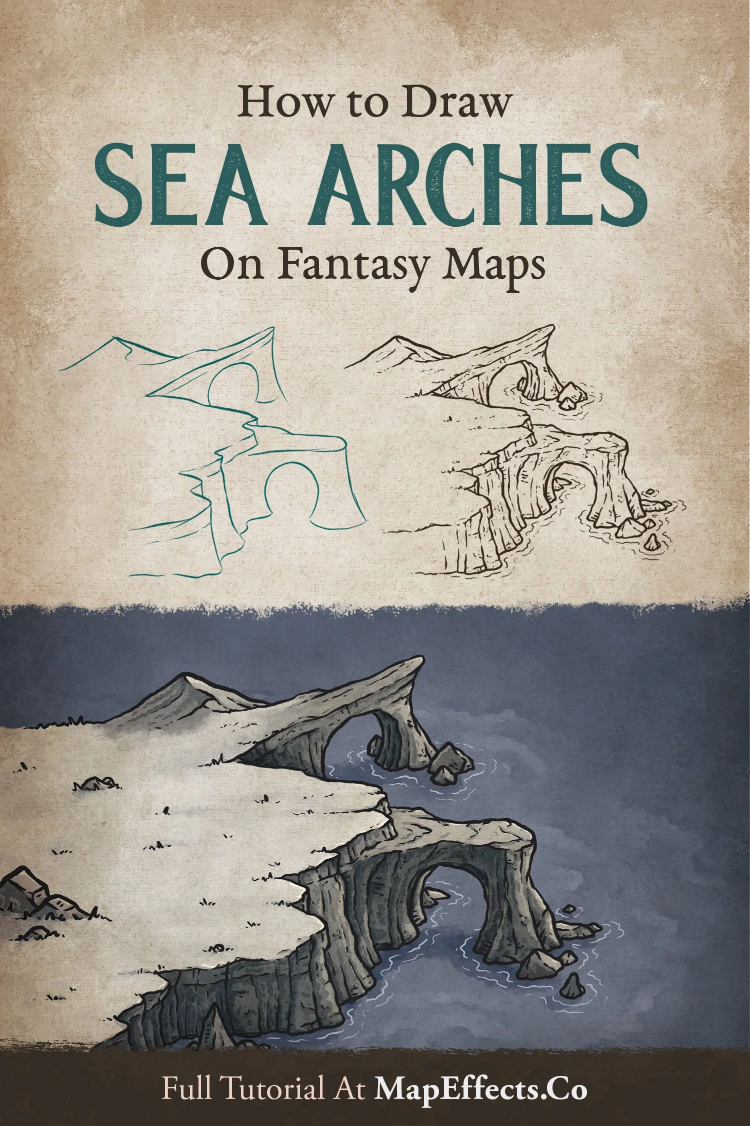 How to Draw Sea Arches on Fantasy Maps - Tutorial — Map Effects