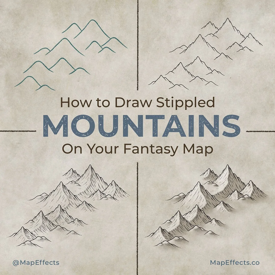 How to Draw Stippled Mountains On Your Fantasy Maps — Map Effects