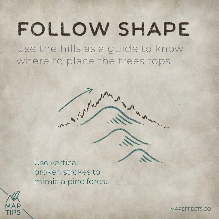 How to Draw Forests on Mountains and Hills - Fantasy Map Tip — Map Effects