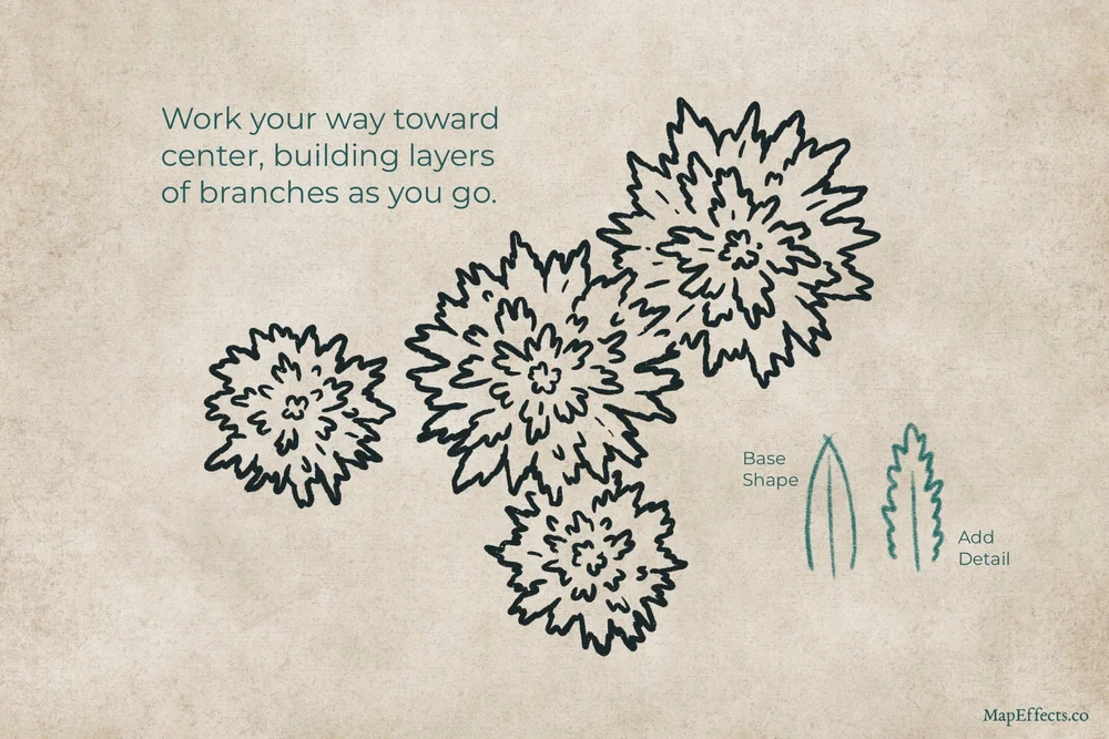 How to Draw Pine Trees - Top-Down Perspective — Map Effects