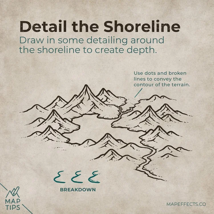 How to Draw a Lake in the Mountains on Your Fantasy Maps — Map Effects