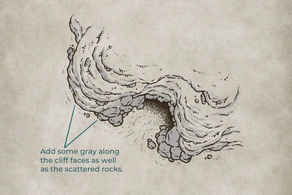How to Draw a Cave Entrance in a Cliff on Your RPG Maps — Map Effects